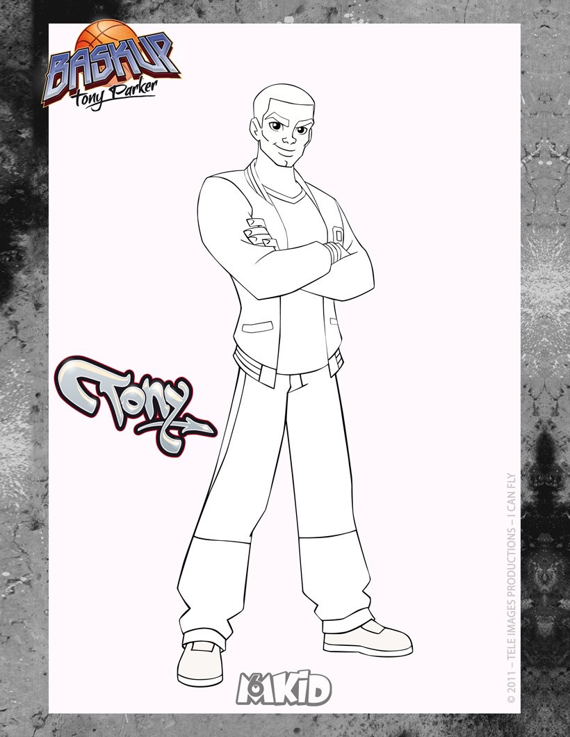 Coloriages coloriage high5 - baskup - tony parker - fr.hellokids.com